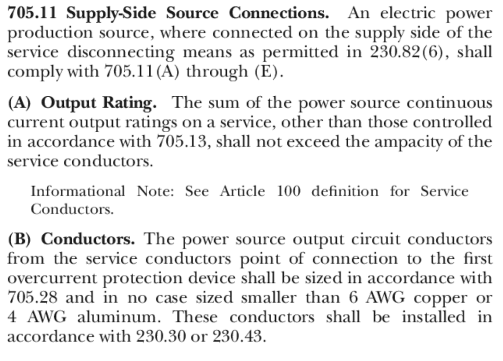 Code Corner: 2020 NEC 705.11 (A) and (B) — Mayfield Renewables